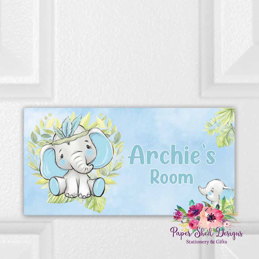 Door Sign | Blue Elephant - Paper Shed Designs