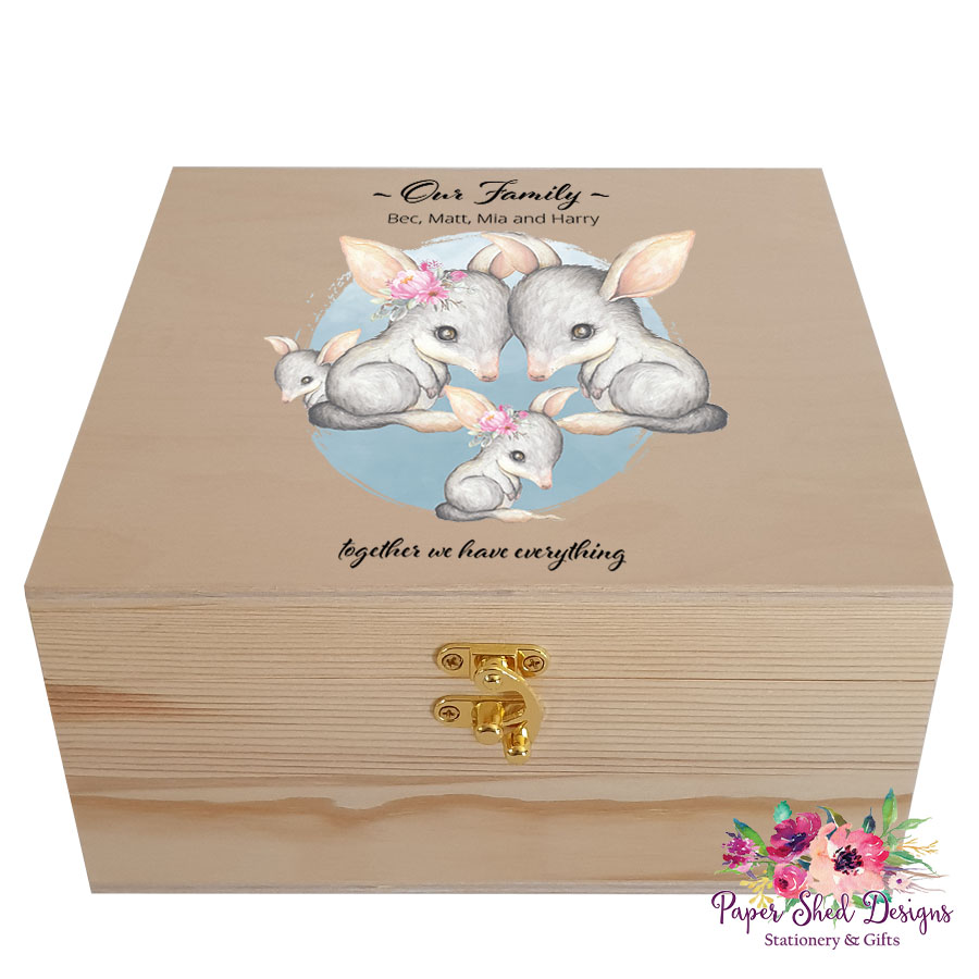 Personalised Family Print Keepsake Box | Bilby - Paper Shed Designs