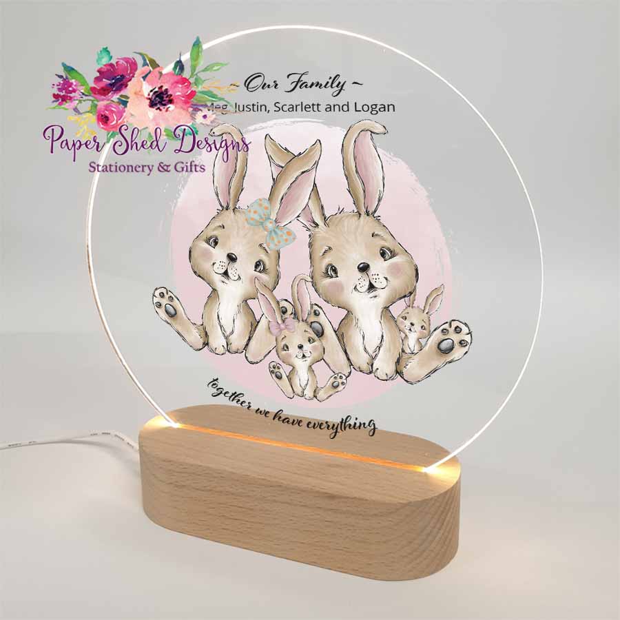 Personalised Family Print Custom Light | Bunny - Paper Shed Designs