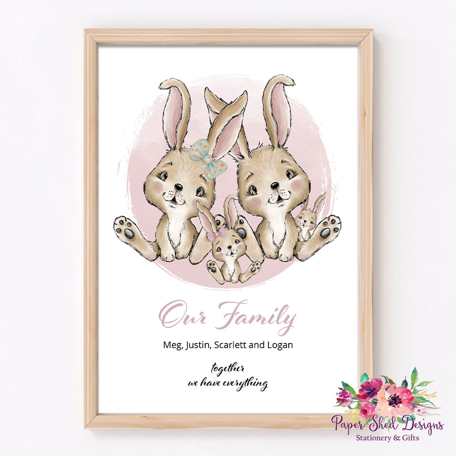 Personalised Family Print | Bunny - Paper Shed Designs