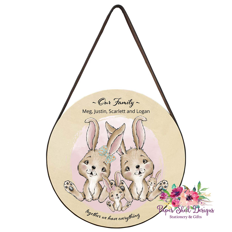 Personalised Family Print Leather Bound Timber | Bunny - Paper Shed Designs