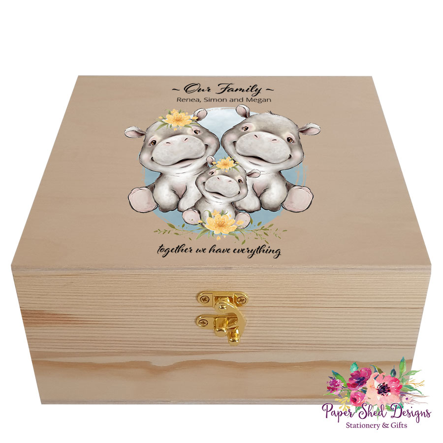 Personalised Family Print Keepsake Box | Hippo - Paper Shed Designs