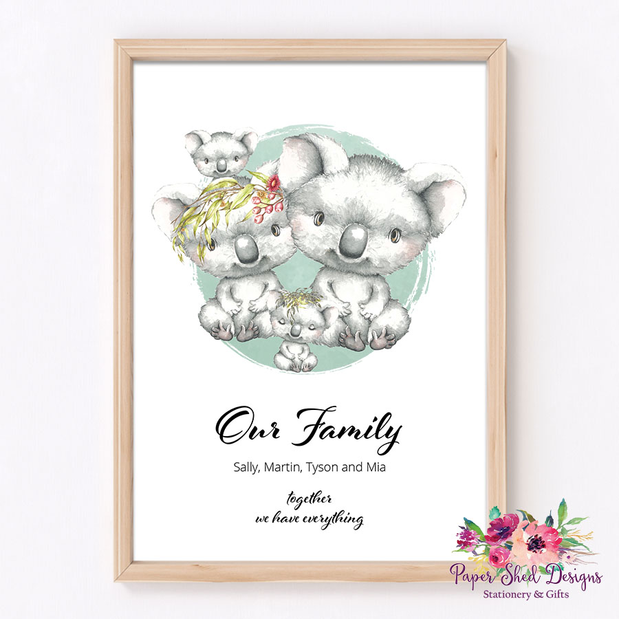 Personalised Family Print | Koala - Paper Shed Designs