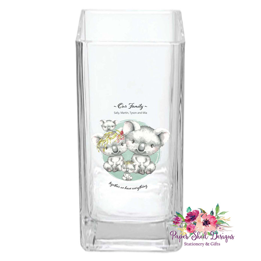 Personalised Family Print Vase | Koala - Paper Shed Designs