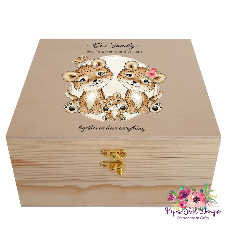 Personalised Family Print Keepsake Box | Leopard - Paper Shed Designs