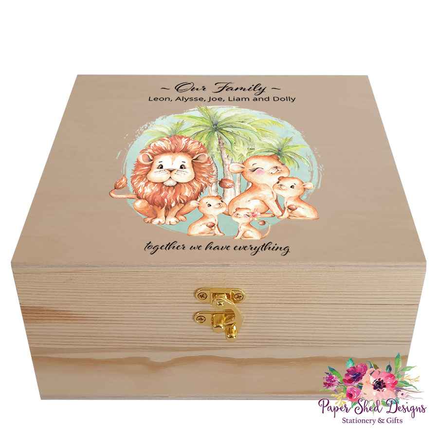 Personalised Family Print Keepsake Box | Lion 1 - Paper Shed Designs