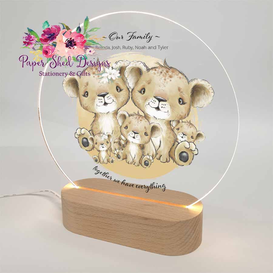 Personalised Family Print Custom Light | Lion 2 - Paper Shed Designs