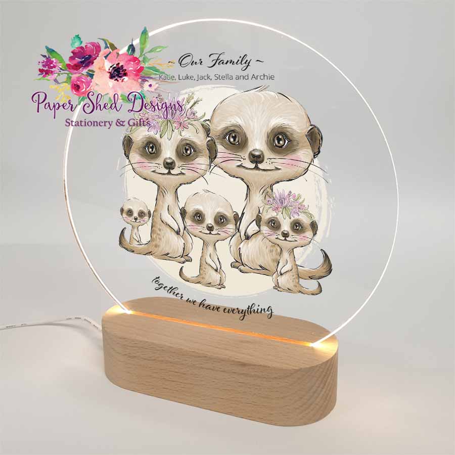 Personalised Family Print Custom Light | Meerkat - Paper Shed Designs