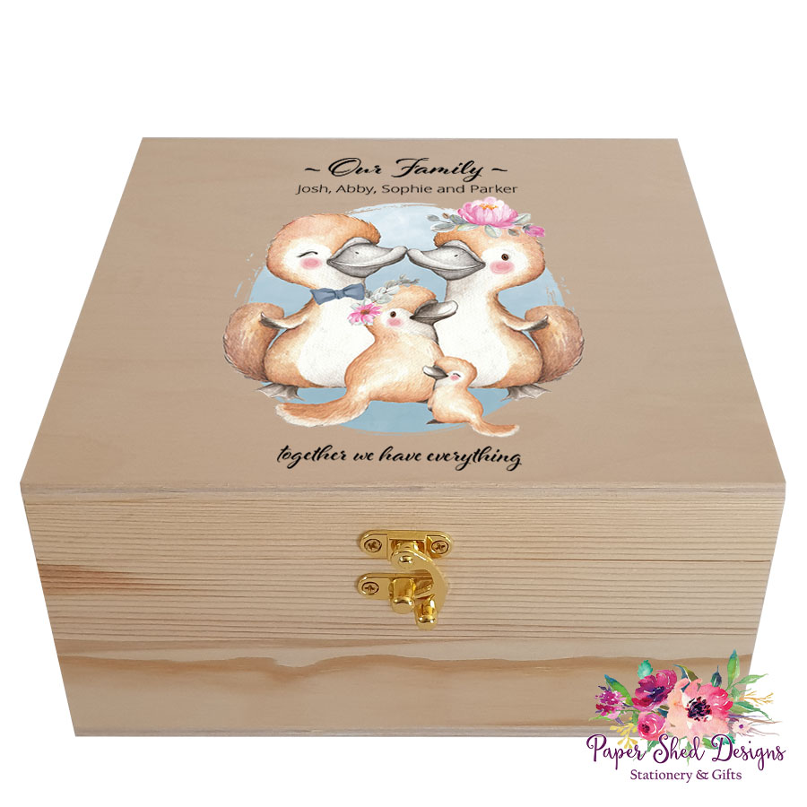 Personalised Family Print Keepsake Box | Platypus - Paper Shed Designs