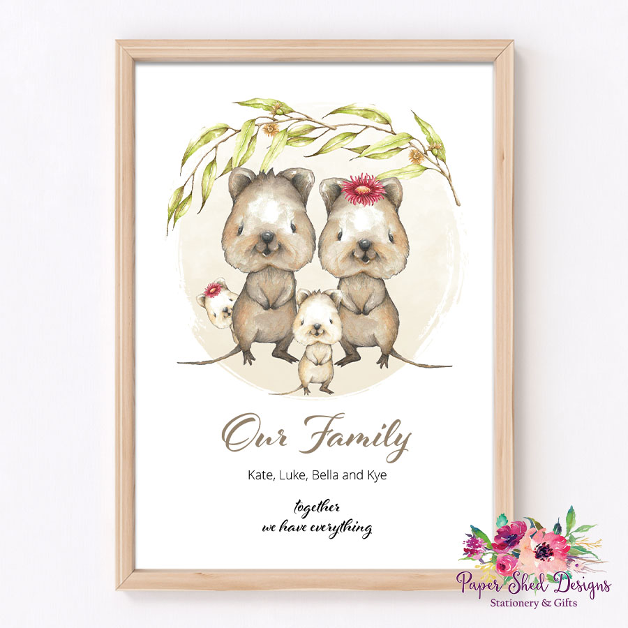 Personalised Family Print | Quokka - Paper Shed Designs
