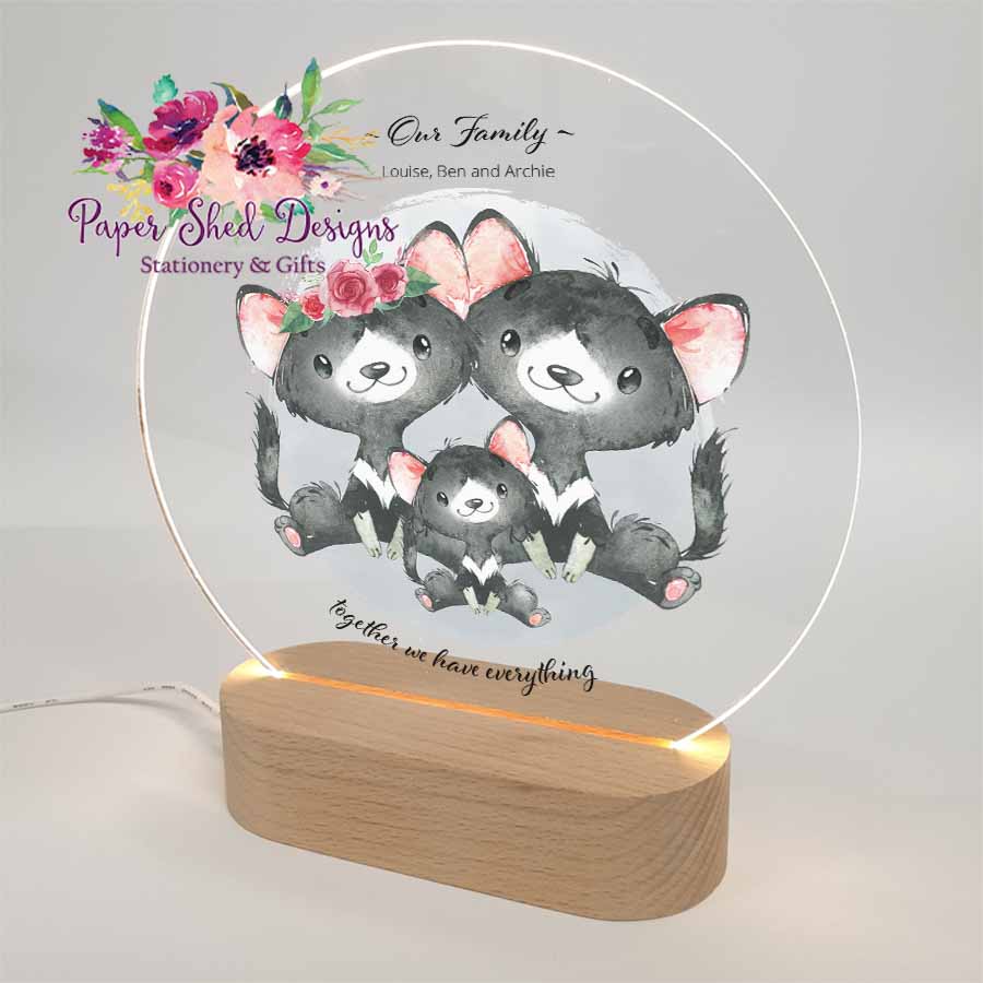 Personalised Family Print Custom Light | Tasmanian Devil - Paper Shed ...