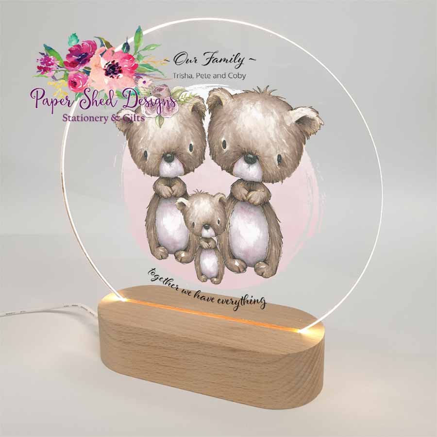 Personalised Family Print Custom Light | Vintage Bear - Paper Shed Designs