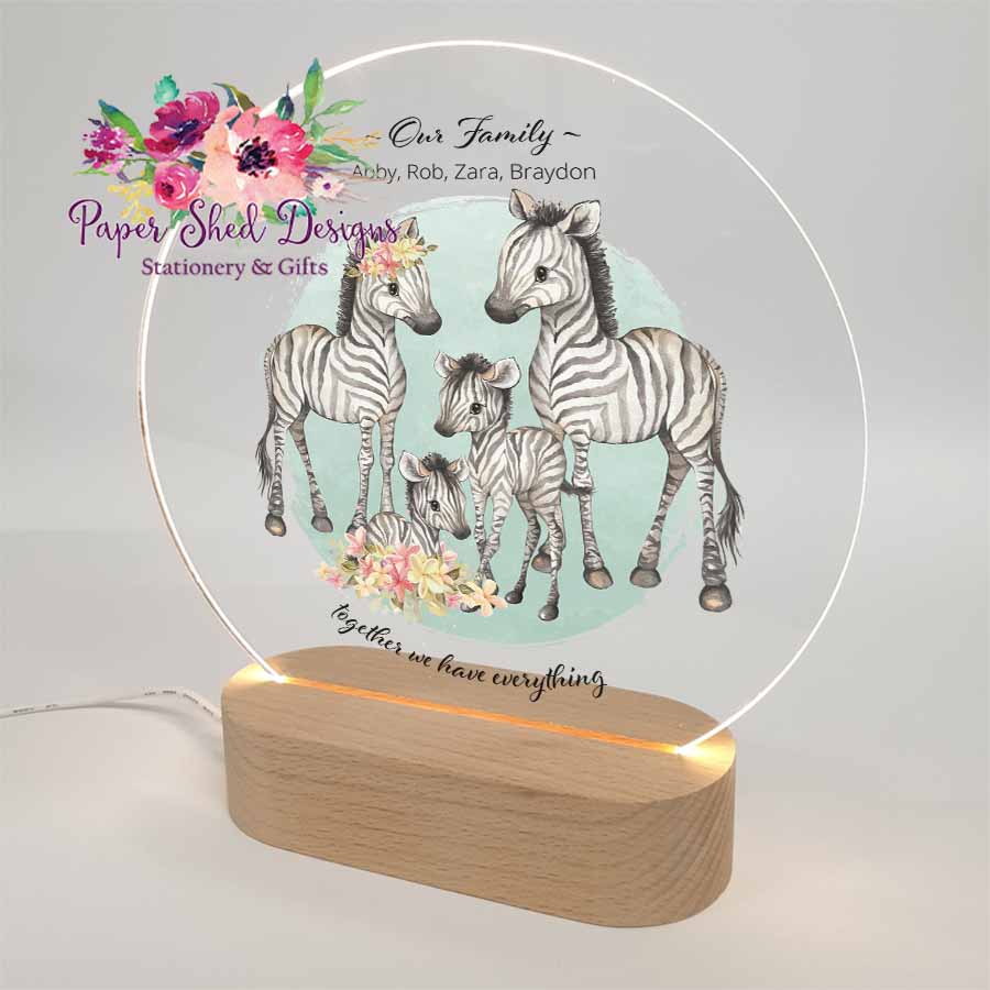 Personalised Family Print Custom Light | Zebra - Paper Shed Designs