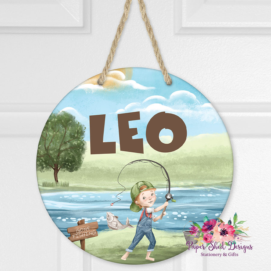 Acrylic Name Plaque | Gone Fishing - Paper Shed Designs