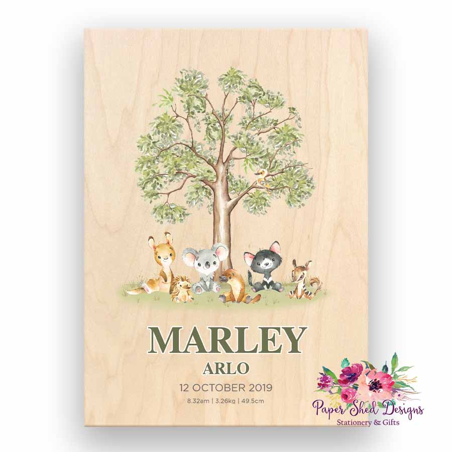 Timber Name Print | Australian Friends - Paper Shed Designs