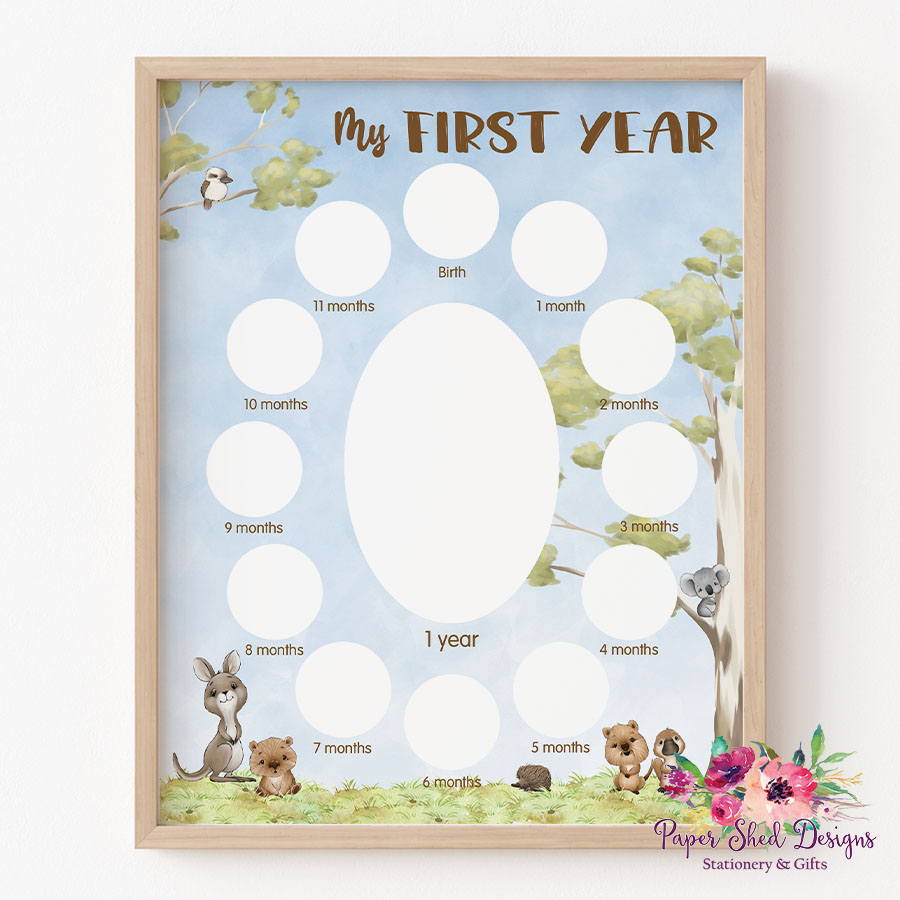 First Year Frame | Aussie Bush Animals - Paper Shed Designs