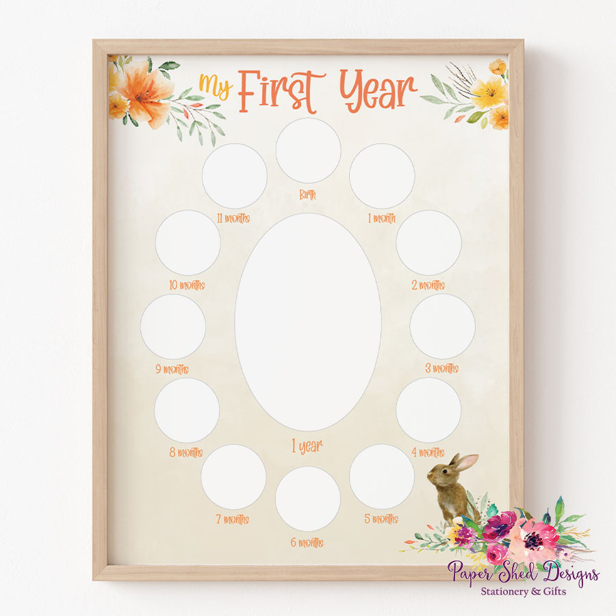 First Year Frame | Autumn Bunny - Paper Shed Designs