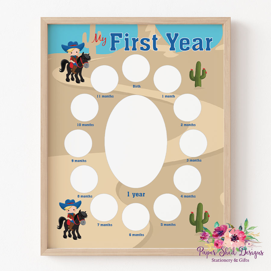 First Year Frame | Cowboy - Paper Shed Designs