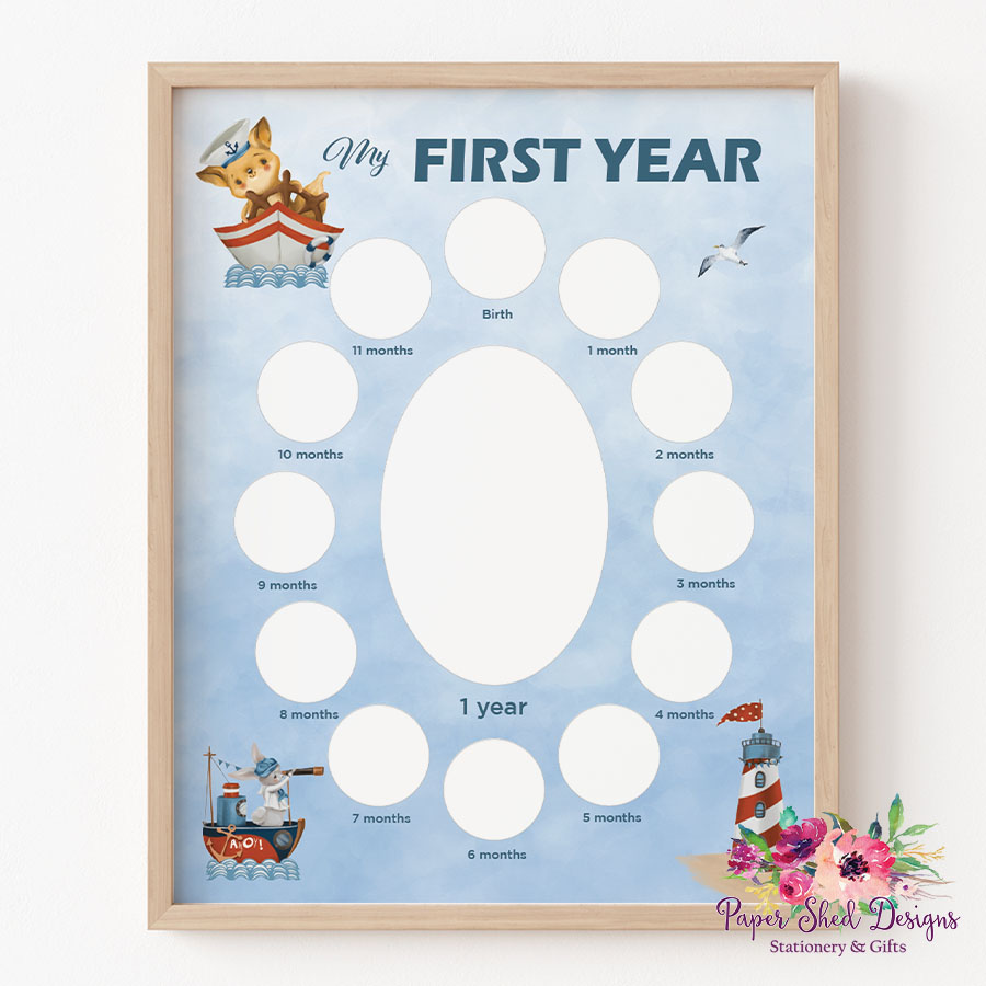 First Year Frame | Ocean Adventures 1 - Paper Shed Designs