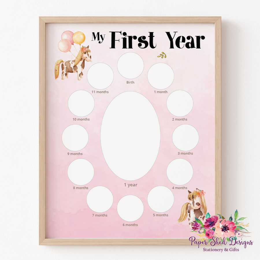 First Year Frame | Cute Pony - Paper Shed Designs