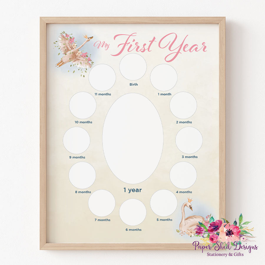 First Year Frame | Swan Princess - Paper Shed Designs
