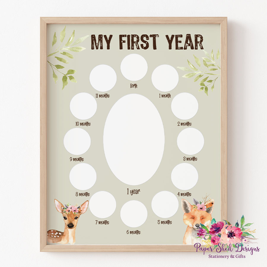 First Year Frame | Forest Friends - Paper Shed Designs