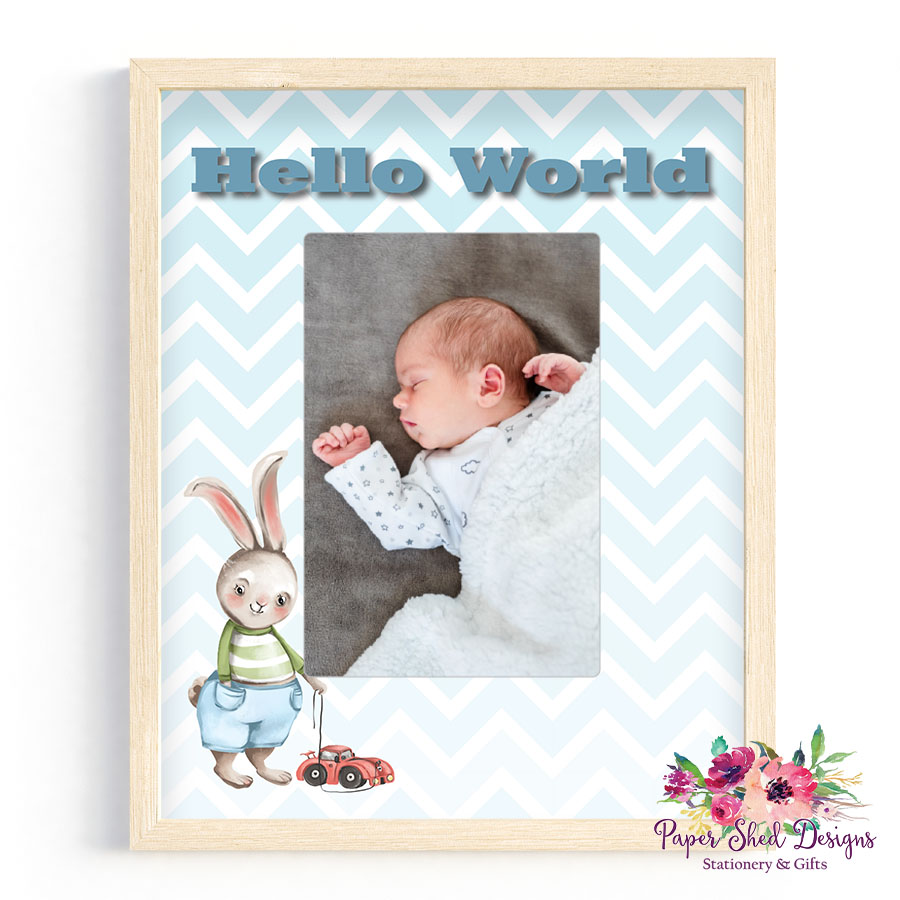 Hello World Photo Frame | Little Bunny - Paper Shed Designs