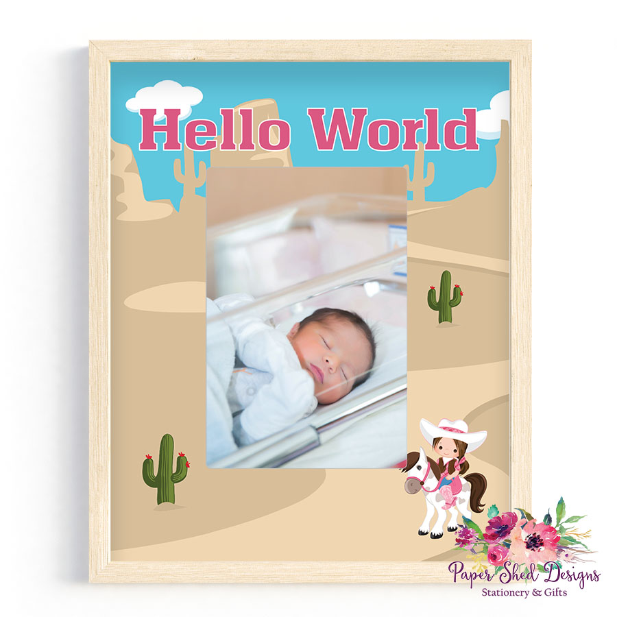 Hello World Photo Frame | Cowgirl - Paper Shed Designs