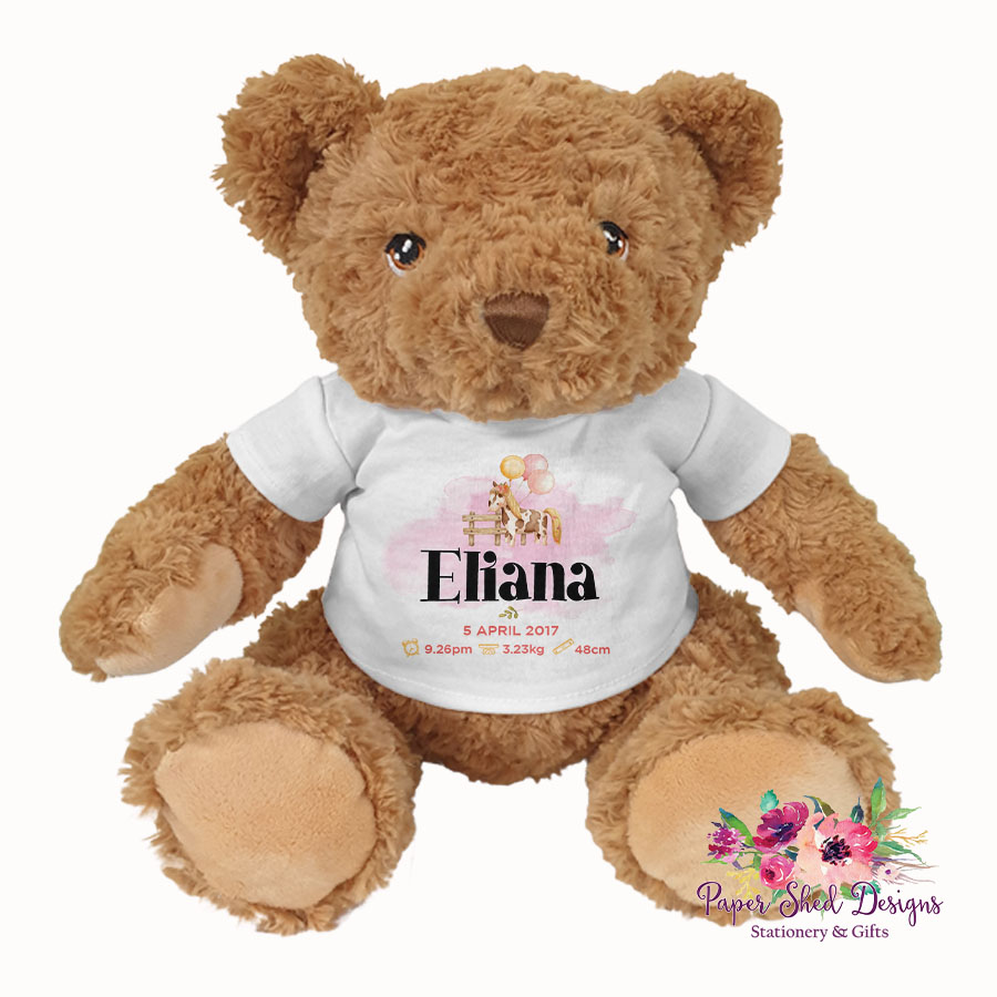 Personalised Teddy Bear | Cute Pony - Paper Shed Designs