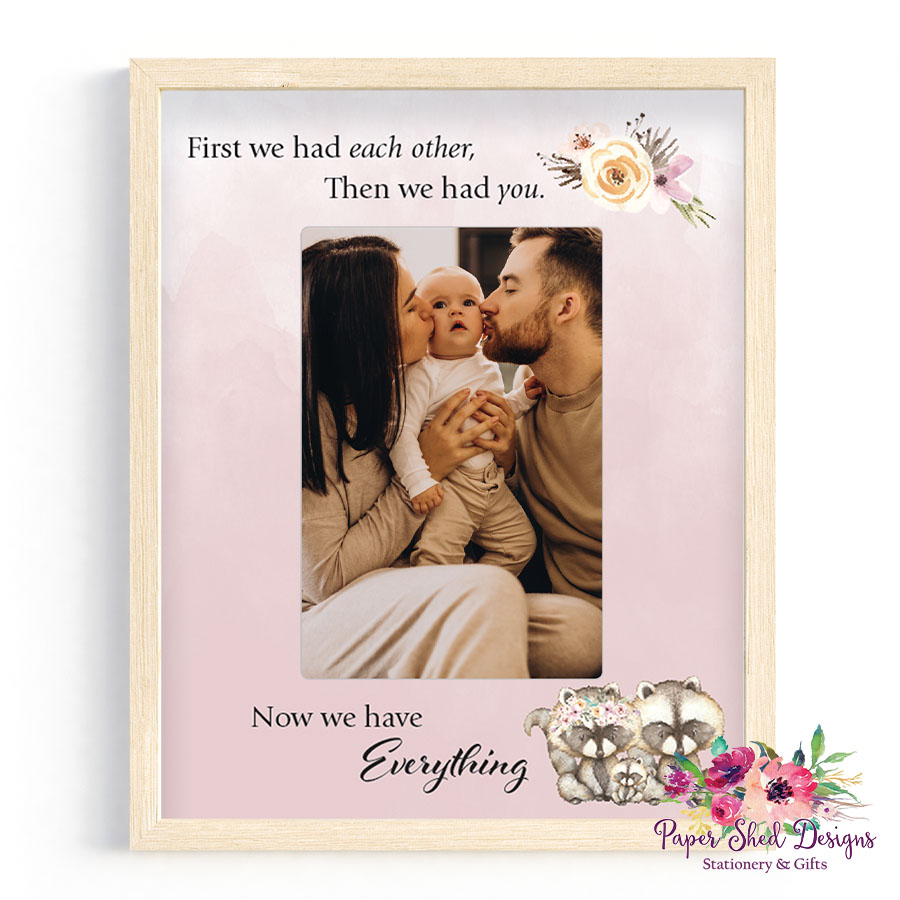 First We Had Each Other Photo Frame | Raccoon Family - Paper Shed Designs