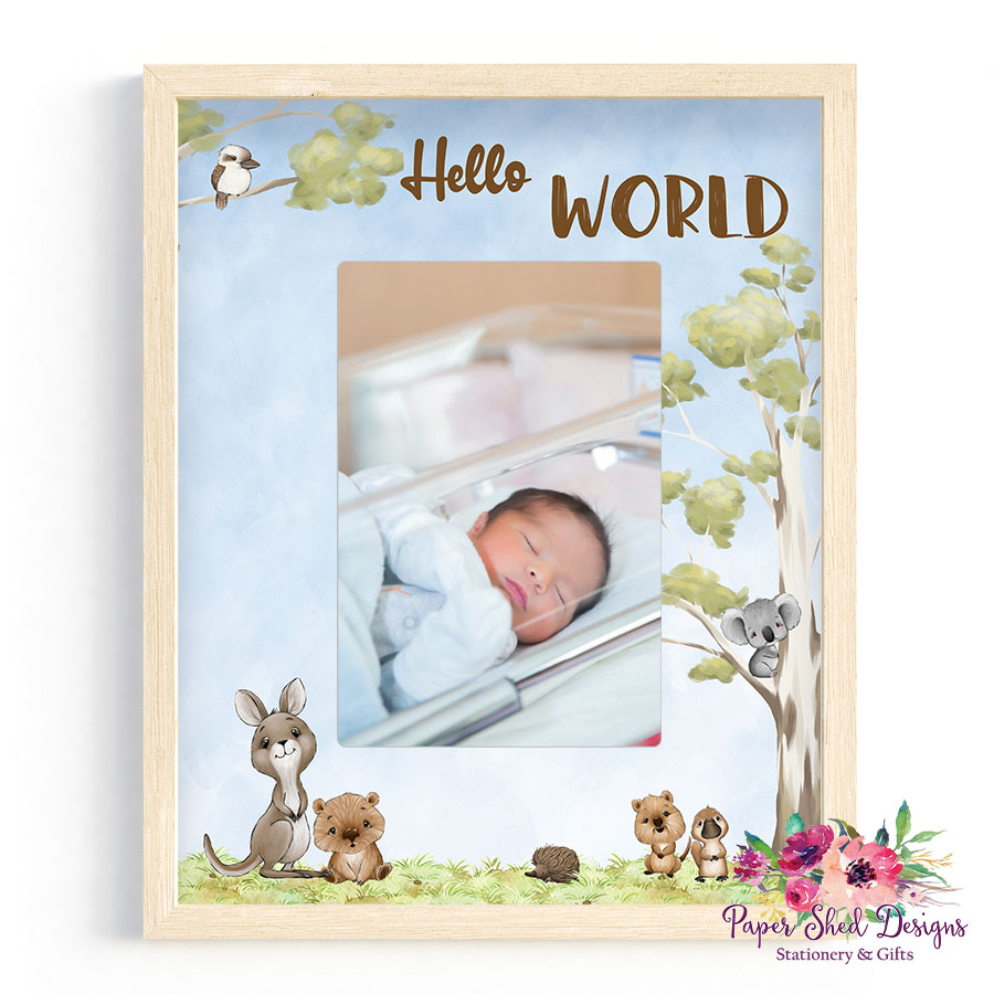 Hello World Photo Frame | Aussie Bush Animals - Paper Shed Designs