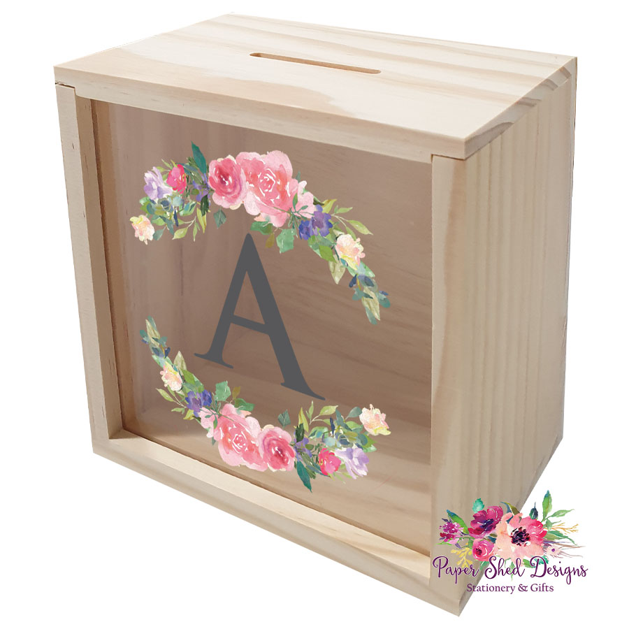 Timber Money Box | Spring Florals - Paper Shed Designs