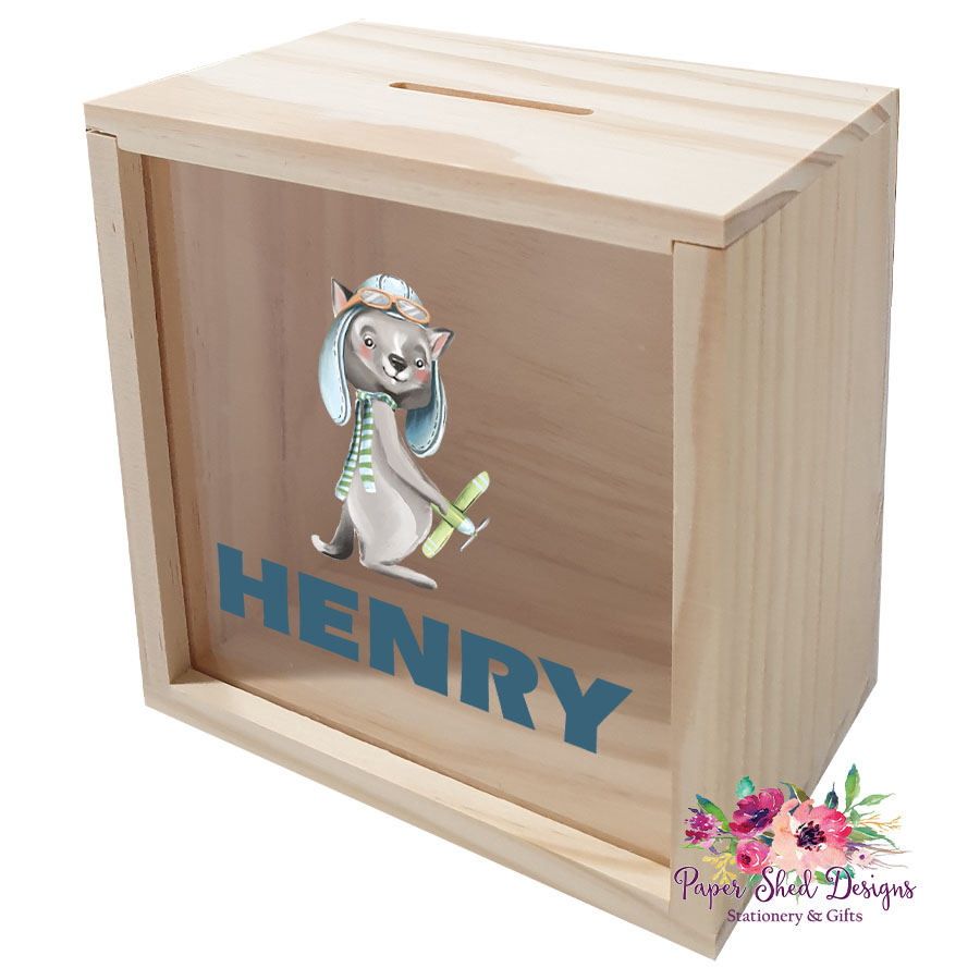 Timber Money Box | Woodland Pilots Wolf - Paper Shed Designs