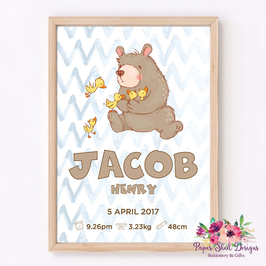 Name Print | Bear and Friends - Paper Shed Designs