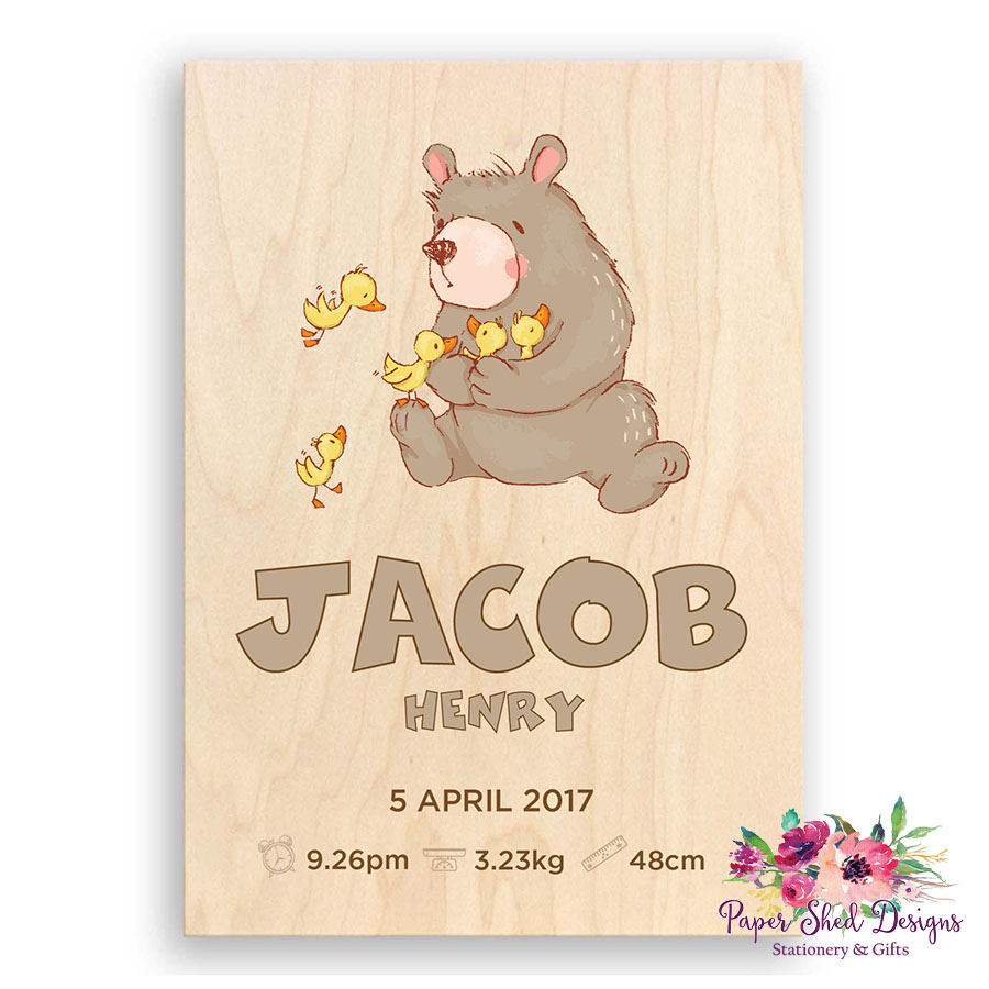Timber Name Print | Bear and Friends - Paper Shed Designs