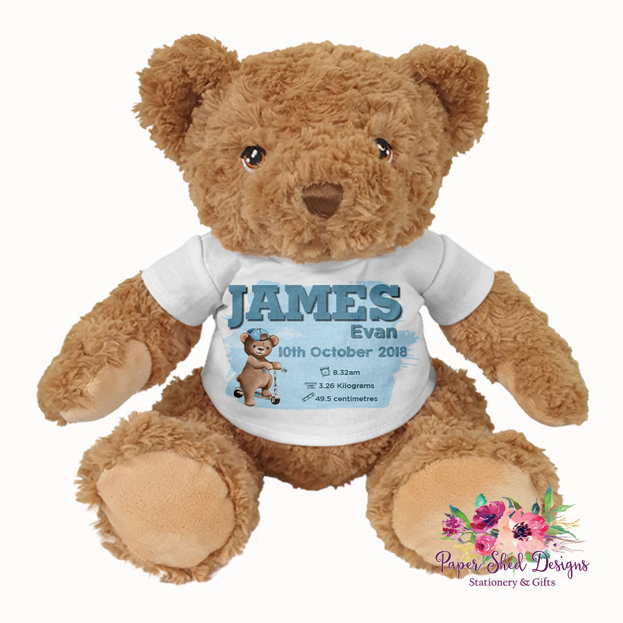 Personalised Teddy Bear | Scooter Bear - Paper Shed Designs