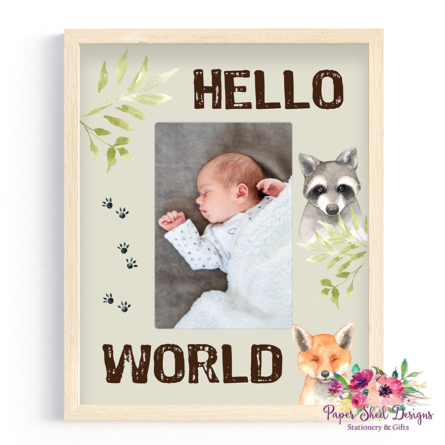 Hello World Photo Frame | Forest Friends - Paper Shed Designs