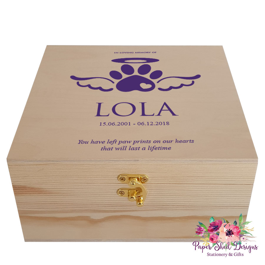 Pet Keepsake Box | Angel Paw Print - Paper Shed Designs