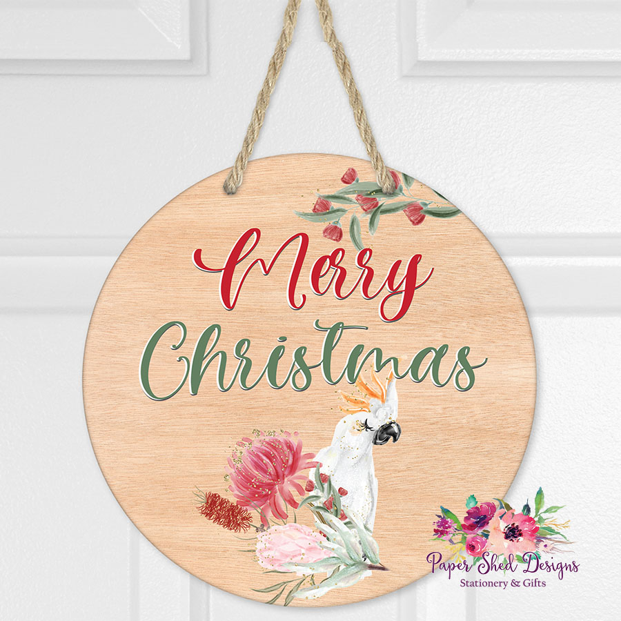 Christmas Door Sign | Christmas Cockatoo - Paper Shed Designs
