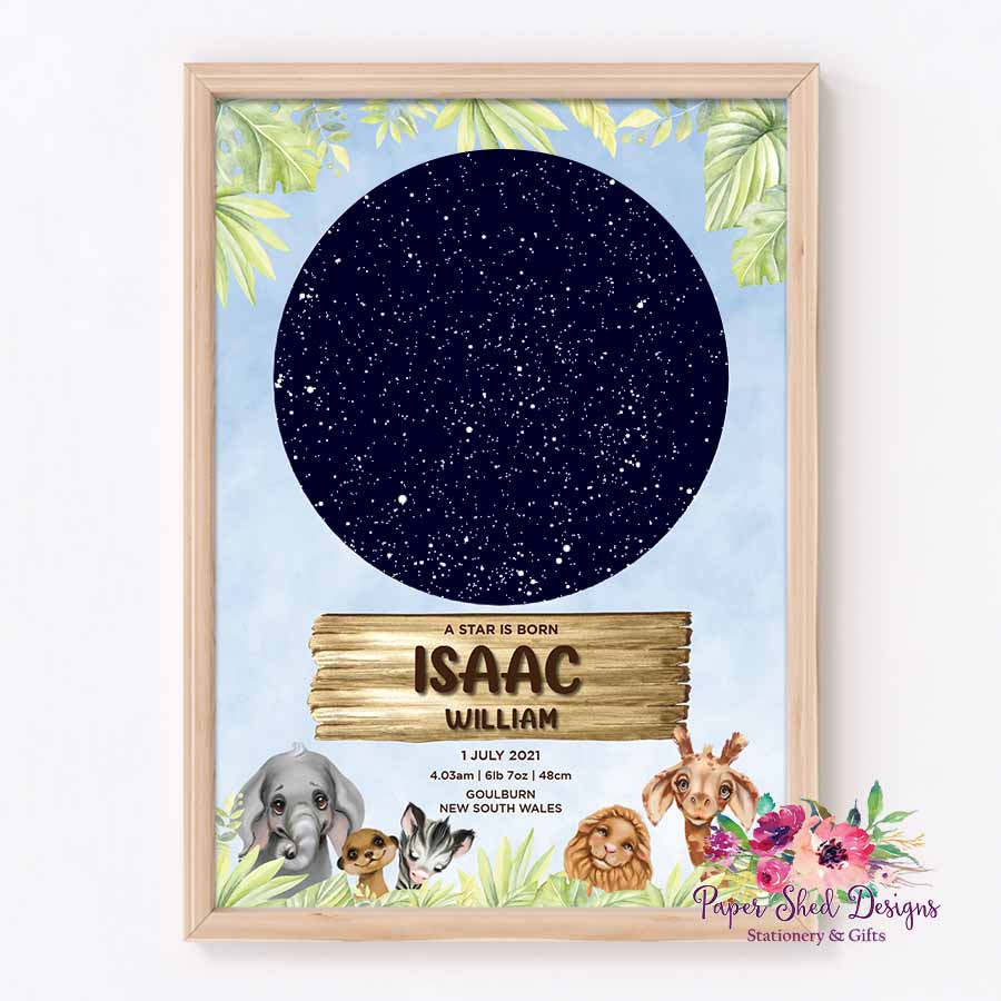 Star Map | Jungle Safari Animals - Paper Shed Designs