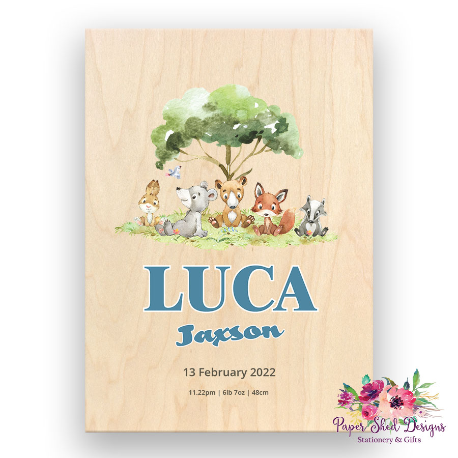 Timber Name Print | Meadow Friends - Paper Shed Designs