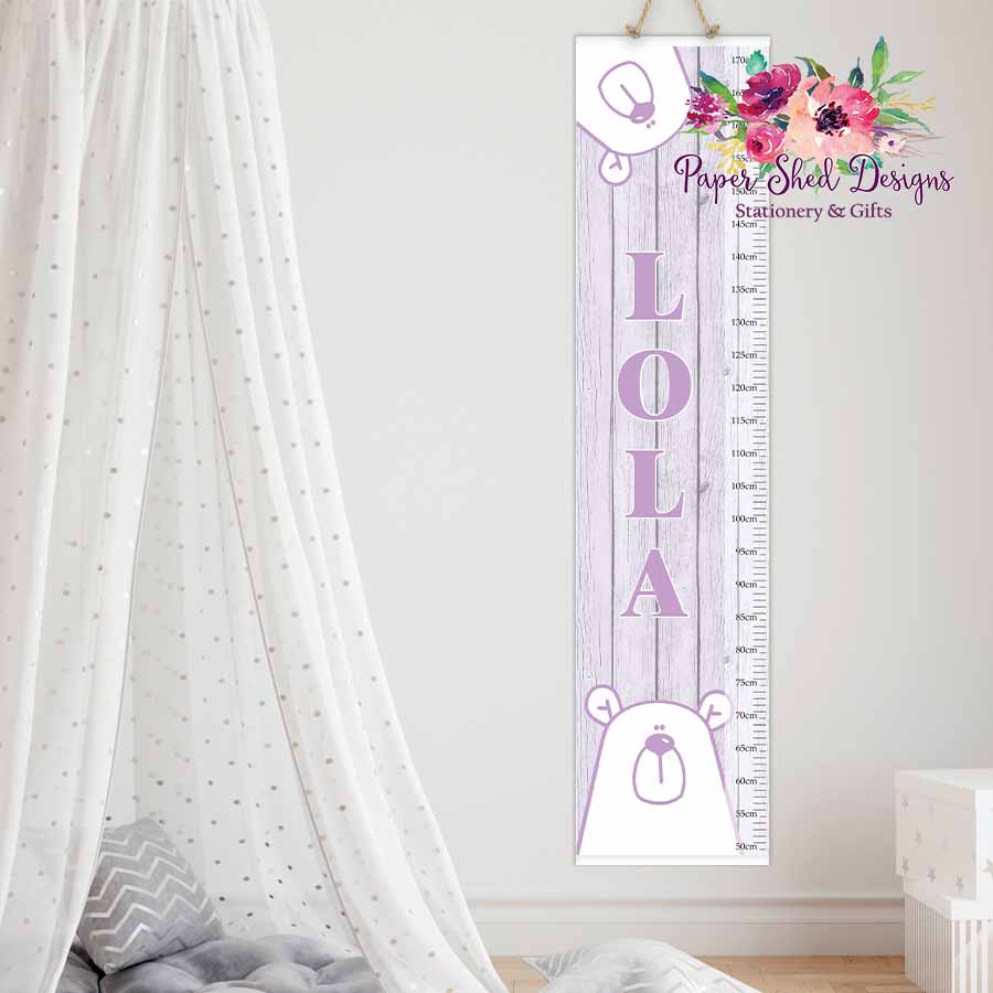 Height Chart | Just Bear Lilac - Paper Shed Designs