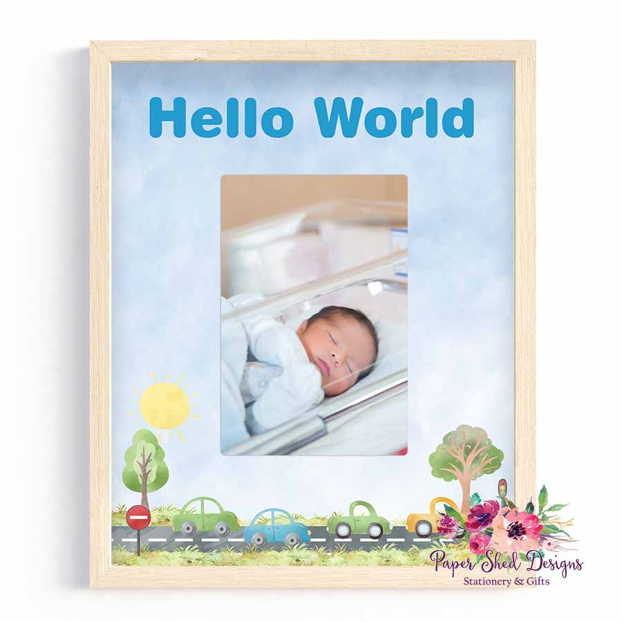 Hello World Photo Frame | Rainbow Cars - Paper Shed Designs