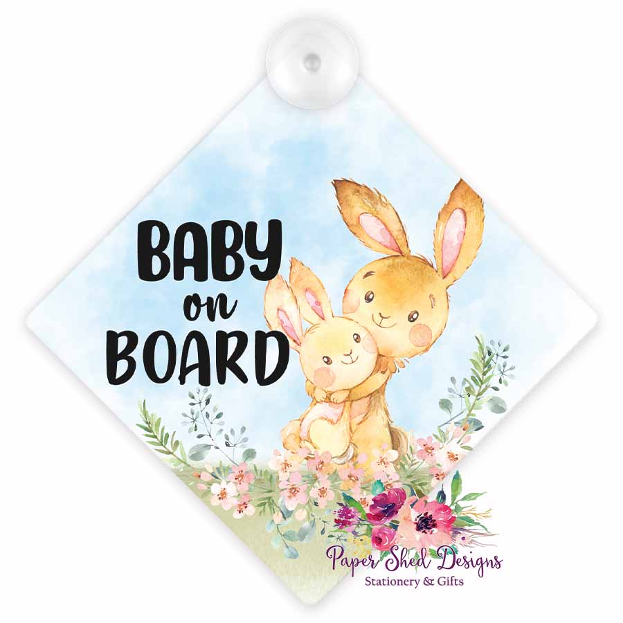 Baby on Board Car Sign | Mum and Baby Rabbit - Paper Shed Designs
