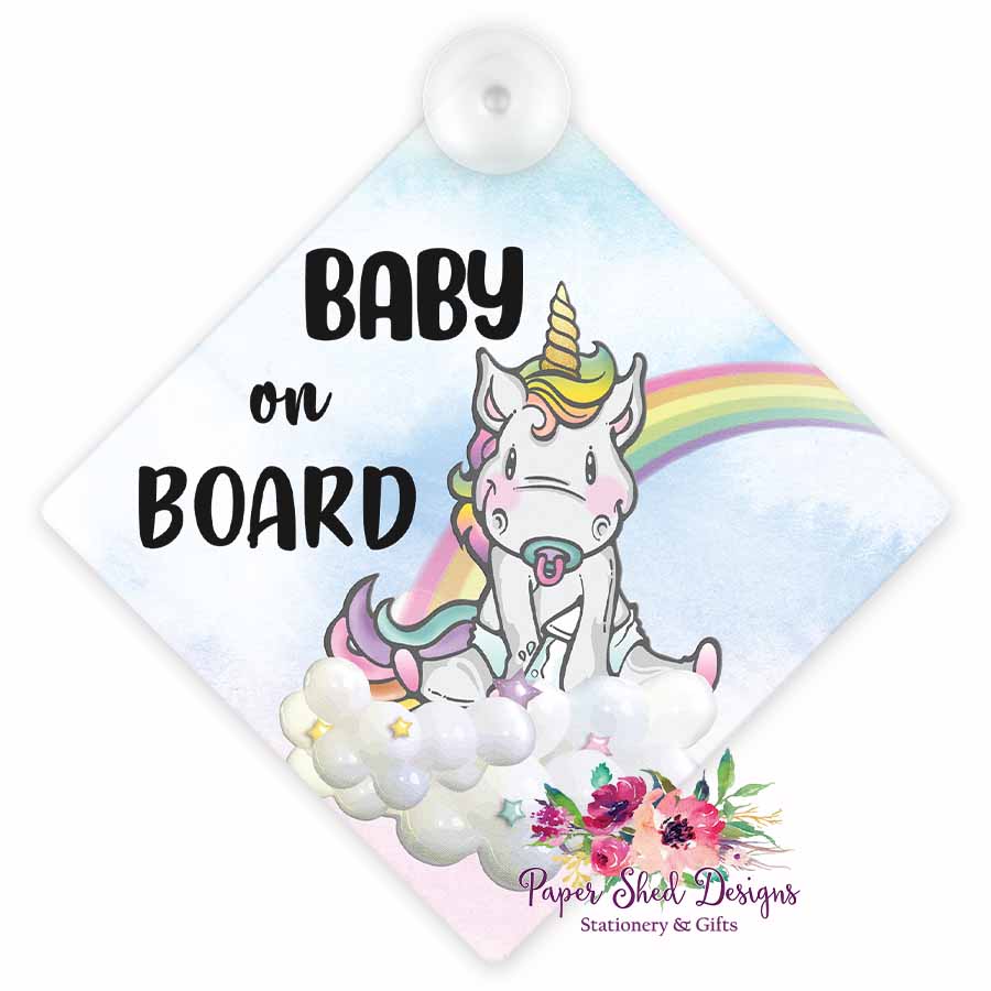 Baby on Board Car Sign | Unicorn - Paper Shed Designs
