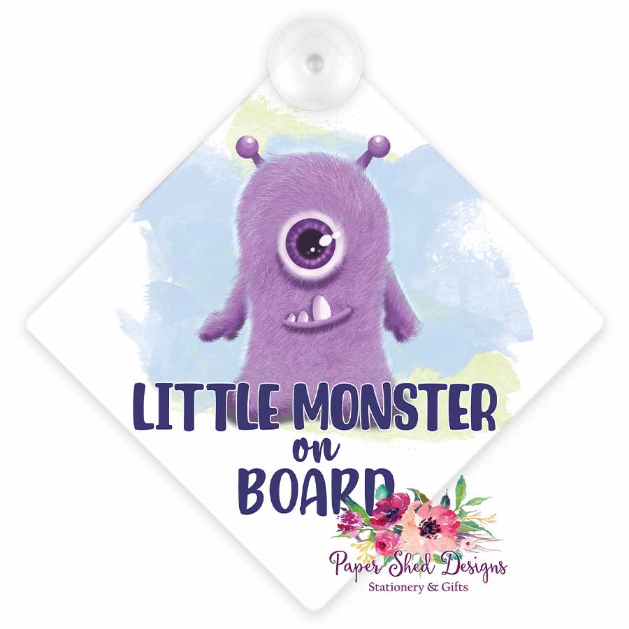 Kid's On Board Car Sign | Little Monsters - Paper Shed Designs