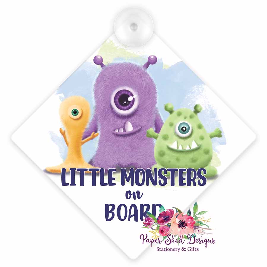 Kid's On Board Car Sign | Little Monsters - Paper Shed Designs
