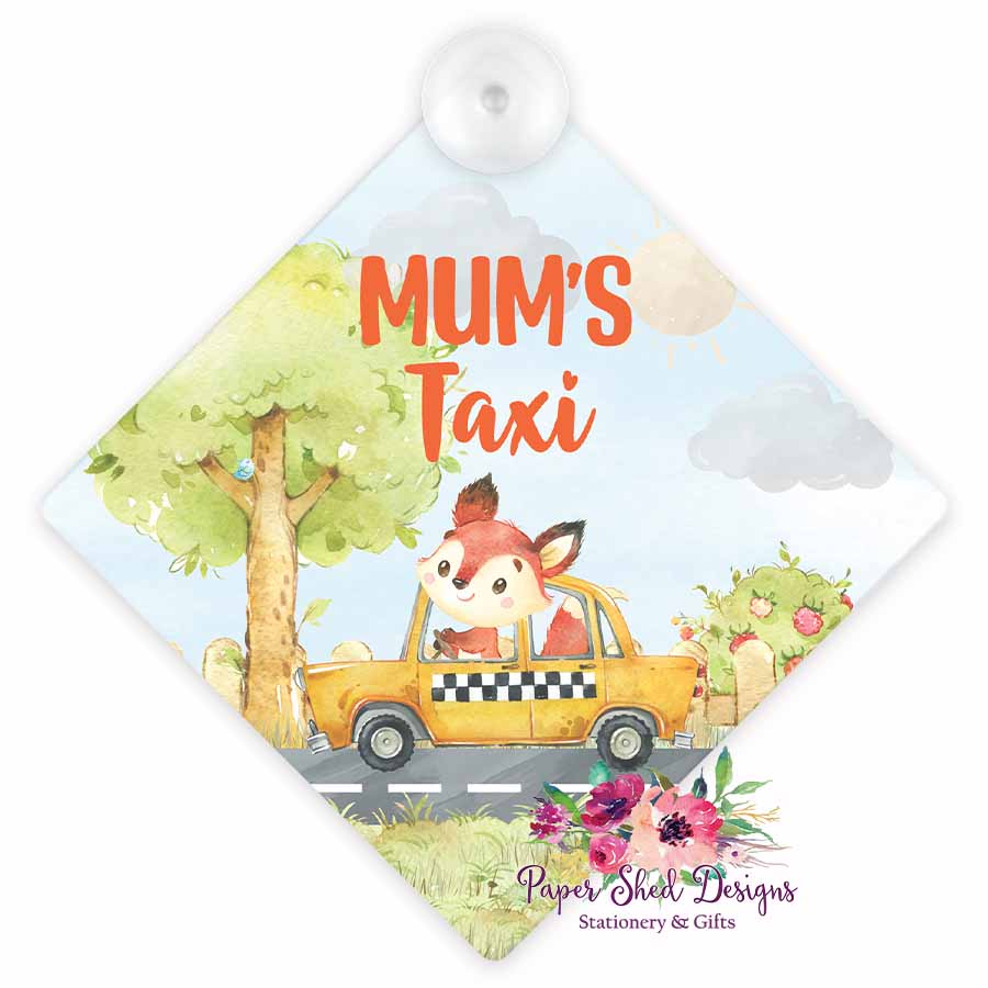 Mum's Taxi Car Sign | Fox - Paper Shed Designs