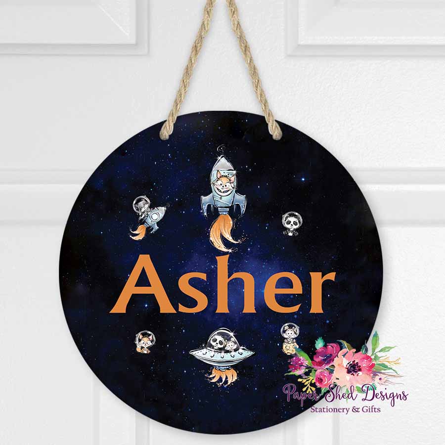 Acrylic Name Plaque | Outer Space - Paper Shed Designs