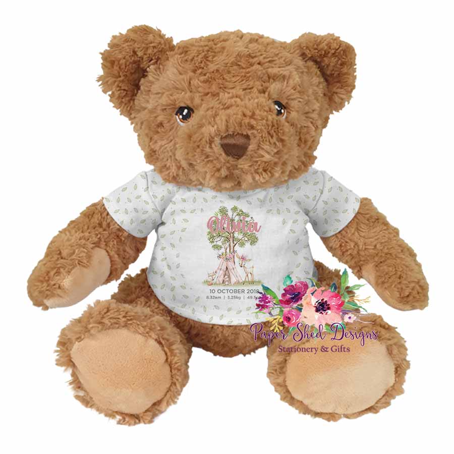 Personalised Teddy Bear | Boho Deer - Paper Shed Designs